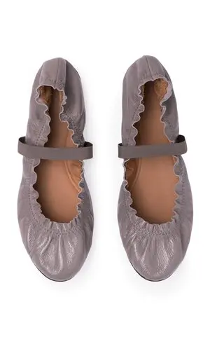 ODISSI Flora Patent Leather Ballerina Flats - Grey