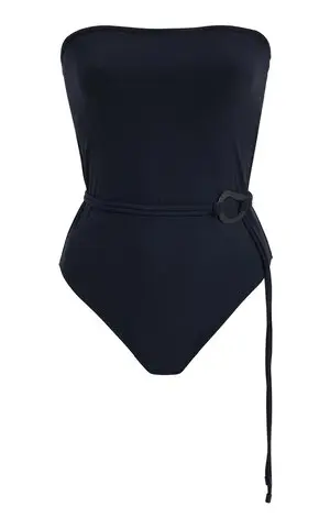 TROPIC OF C Strapless One-piece Swimsuit With Belted Waist - Black