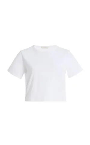FAVORITE DAUGHTER The Laura Cropped Cotton-blend Top - White