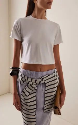 FAVORITE DAUGHTER The Laura Cropped Cotton-blend Top