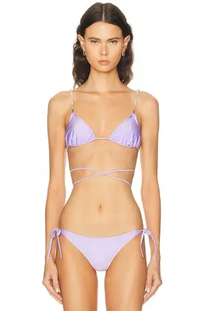 DOLLA Dolores Wrap Elba Straps Bikini Top In Purple - Haze & Multi