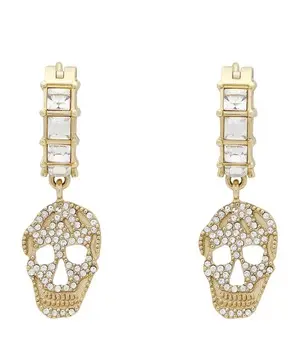 Alexander McQueen Crystal Skull Hoop Earrings