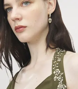 Alexander McQueen Crystal Skull Hoop Earrings
