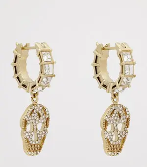 Alexander McQueen Crystal Skull Hoop Earrings