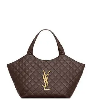 Saint Laurent Medium Icare Quilted Tote Bag - Brown