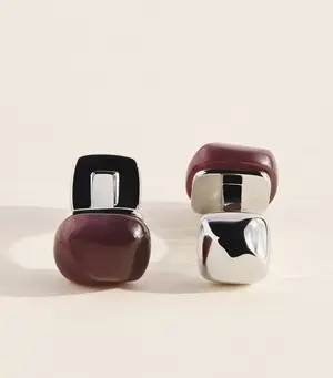 BABETTE WASSERMAN LONDON Rhodium-plated Cat’s Eye Twist Square Cufflinks