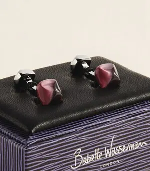 BABETTE WASSERMAN LONDON Rhodium-plated Cat’s Eye Twist Square Cufflinks