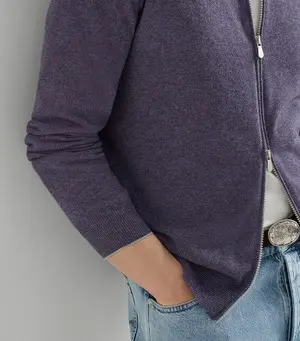 Brunello Cucinelli Cashmere High-neck Zip-up Cardigan - Purple