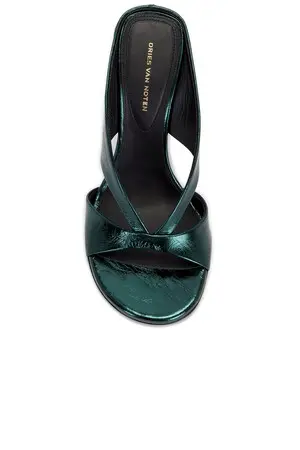 Dries Van Noten Rounded Toe Slide Mule - Forest