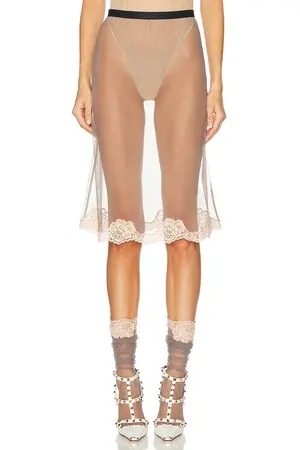 Valentino Garavani Lace Trim Mesh Skirt