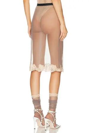 Valentino Garavani Lace Trim Mesh Skirt