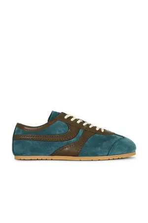 Dries Van Noten Suede And Leather Trim Sneakers - Turquoise