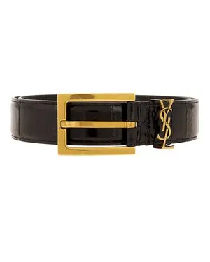 Saint Laurent Saint Laurent Carree Passant Cassandre Buckle Belt Nero