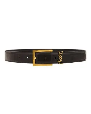 Saint Laurent Carree Passant Cassandre Buckle Belt - Nero