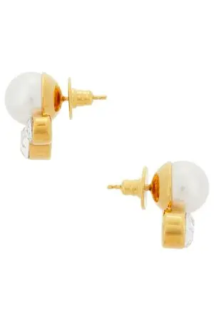 Dries Van Noten Handmade Pearl And Crystal Earrings - Gold