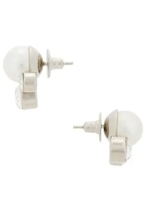 Dries Van Noten Handmade Pearl And Crystal Earrings - Silver