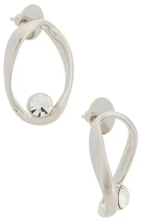 Dries Van Noten Silver-tone Brass And Crystal Dangle Earrings - Black