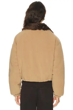 Miu Miu Cropped Fleece Jacket With Down Padding - Cammello