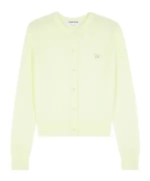 Maison Kitsuné Baby Fox Patch Knit Cardigan - Lemon