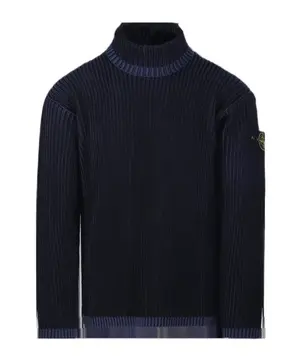 Stone Island Logo Patch Roll Neck Ribbed Jumper