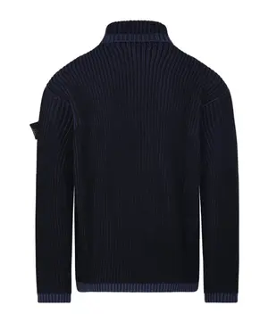 Stone Island Logo Patch Roll Neck Ribbed Jumper