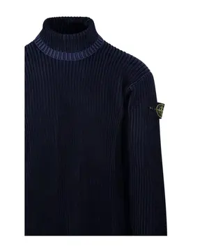 Stone Island Logo Patch Roll Neck Ribbed Jumper