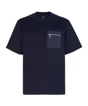 Fendi Monogrammed Pocket Crewneck T-shirt - Dark Blue