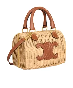 Celine Small Boston Cuir Triomphe Wicker And Calfskin