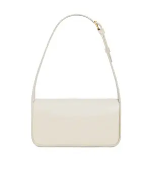 Celine Terence Shoulder Bag In Patent Calfskin - White
