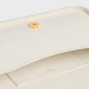 Celine Terence Shoulder Bag In Patent Calfskin - White