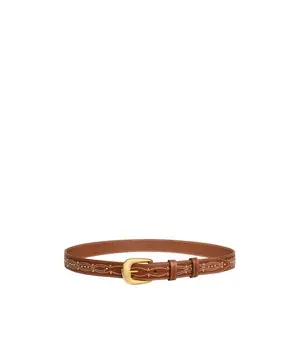 CELINE MEDIUM 25MM WESTERN BELT IN Vintage Calfskin With Embroidery