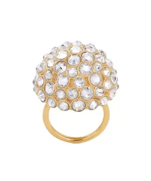 Celine Dome Ring In Strass And Finish Brass - Gold