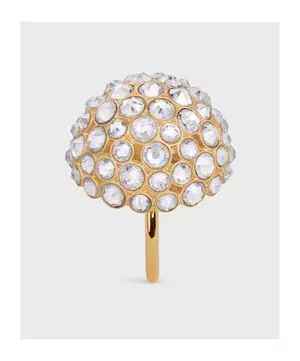 Celine Dome Ring In Strass And Gold Finish Brass