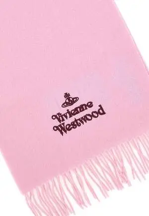 VIVIENNE WESTWOOD Logo Embroidered Fringed Scarf