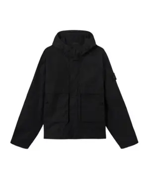 Stone Island Windproof And Breathable Hooded Jacket - Black