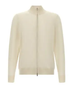Hugo Boss Zip-up High Neck Cardigan - White