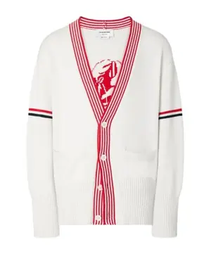 Thom Browne Lobster Intarsia V-neck Cardigan - White