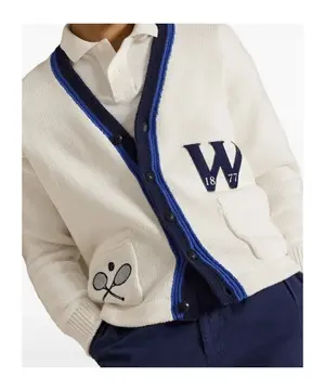 Polo Ralph Lauren Wimbledon 2026 Striped Patch Cotton Cardigan