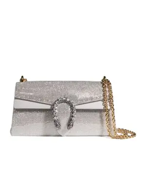 Gucci Dionysus Crystal Medium Shoulder Bag - Silver