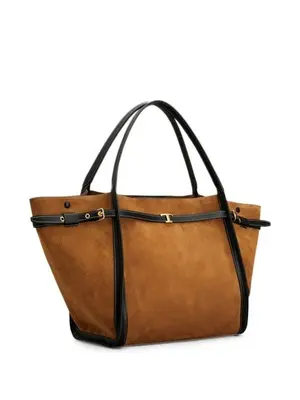 TOD'S T Signature Shopping Bag In Suede - Brown