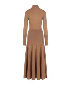 Rabanne Button-cuff Turtleneck Maxi Dress