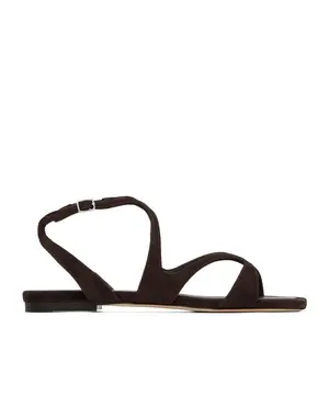 JIMMY CHOO Ayla Flat Sandals - Chocolate-colored