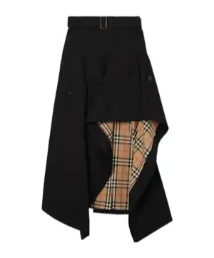 Burberry Asymmetrical Belted Midi Skirt