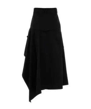 Burberry Asymmetrical Belted Midi Skirt
