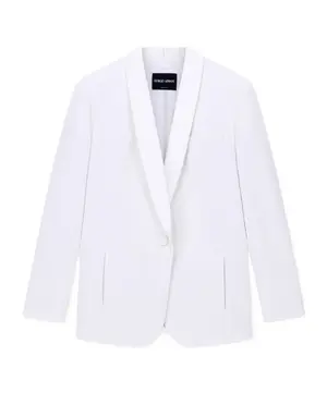 Giorgio Armani Tuxedo Jacket In Silk Cady With Satin Shawl Collar - White