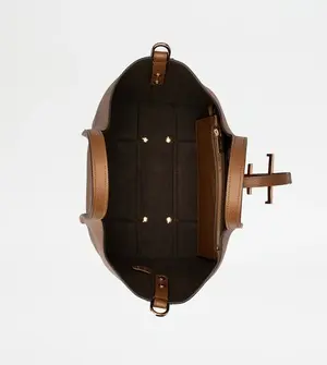 TOD'S Timeless Shopping Bag In Leather Mini - Brown