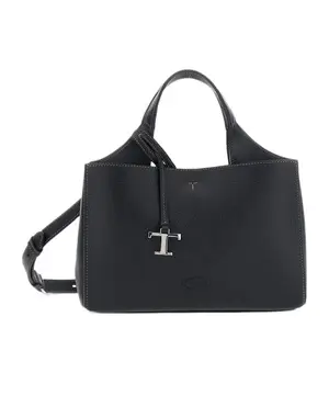 TOD'S T Timeless Pebbled Handbag - Black