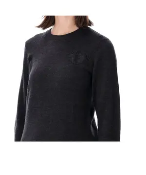 GANNI Crew Neck Long Sleeve Knitwear With Decorative Detail