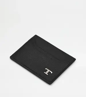 TOD'S T Timeless Pebbled-leather Card Holder