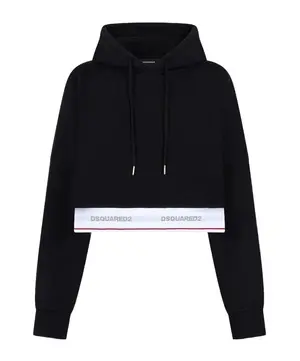 Dsquared2 Logo Tape Cropped Hoodie